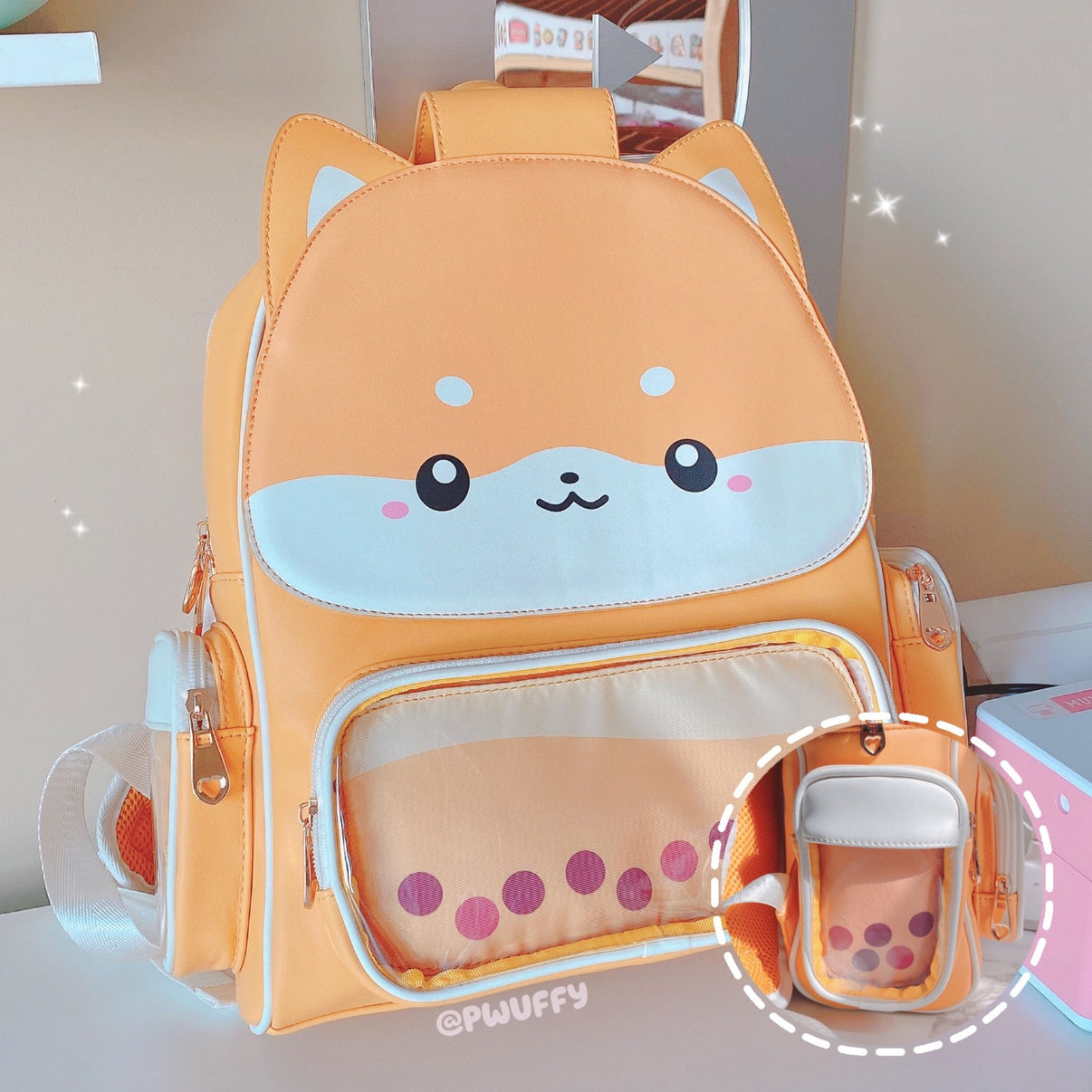 Peach Shiba Boba Ita Backpack – Pwuffy