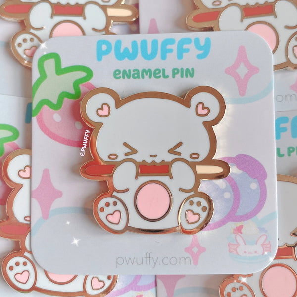 Choco Pocky Bear Enamel Pin – Pwuffy